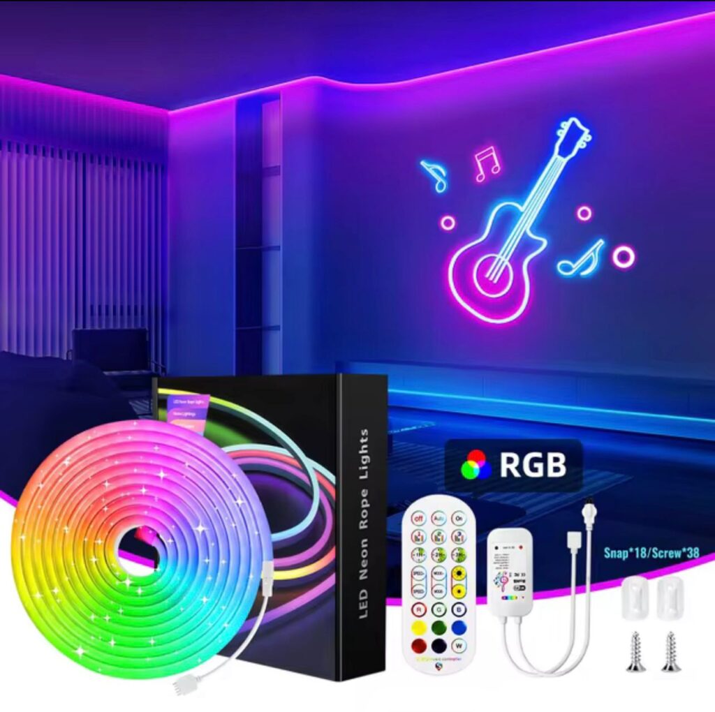 "Smart RGB LED Rope Light Strip - IP65 Waterproof, Multi-Color Neon ...